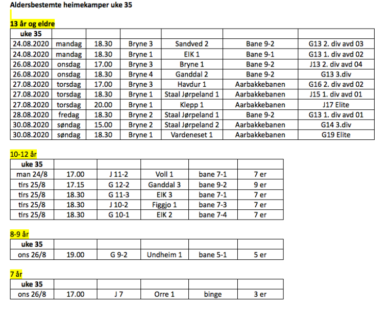 Kamper på stadion uke 35 / Bryne FK